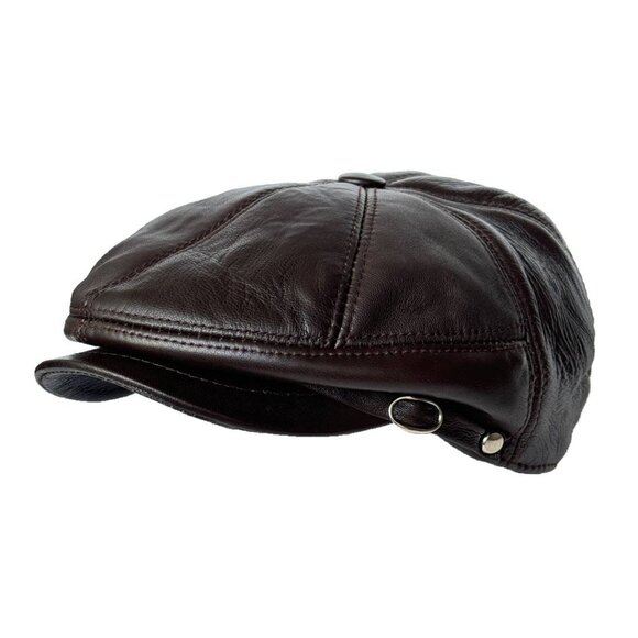 Lukkiu | Accessories | Leather Ivy Cap Mens Newsboy Hat Cabbie Beret ...